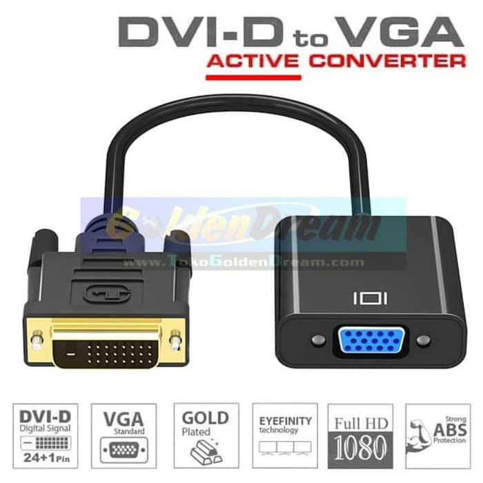 Jual Active Converter DVI D 24+1 to VGA Dual Monitor Digital Analog ...