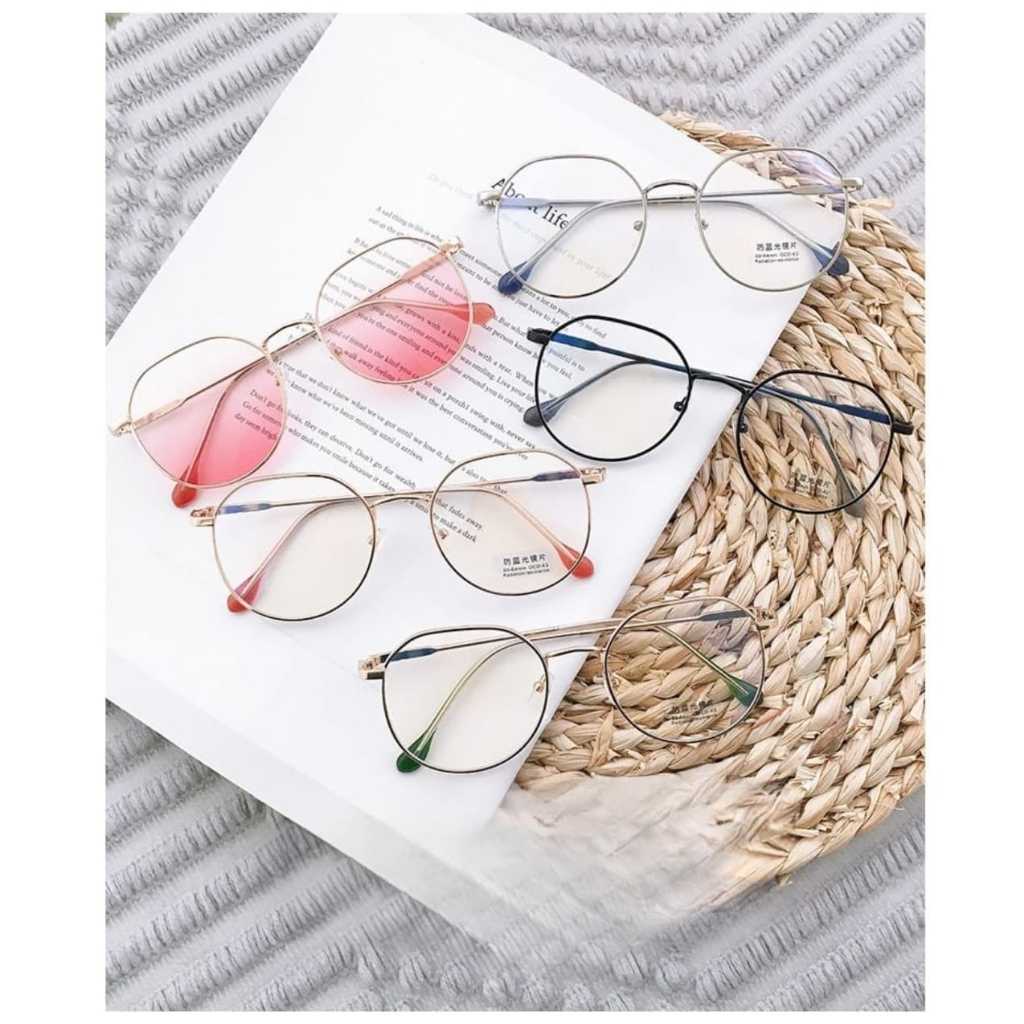 Jual GU Kacamata Hitam Anti Blue Light Anti Radiasi Blue Ray Gaya Korea Bahan Metal Bentuk Bulat ...