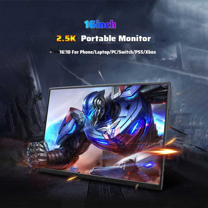 Jual ZEUSLAP Portable Monitor 16 Inch 2.5K QHD IPS 60Hz HDR Wide Angle ...
