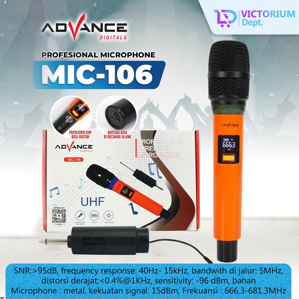 Jual Victorium Dept - Microphone ADVANCE MIC-106 Profesional Microphone Wireless | Shopee Indonesia
