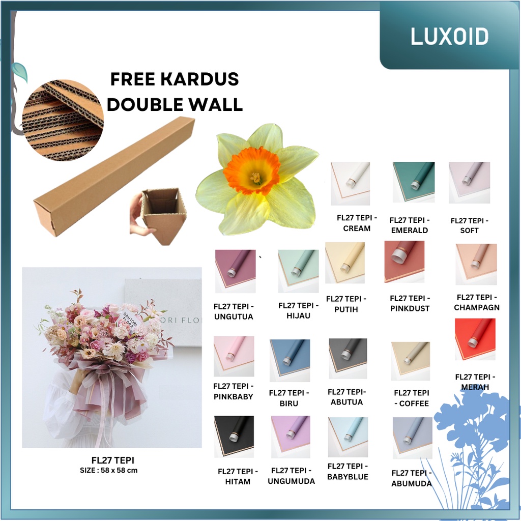 Jual LUXOID - (5 LEMBAR) - FL27 TEPI Kertas Bunga Paper Buket Motif Lis ...