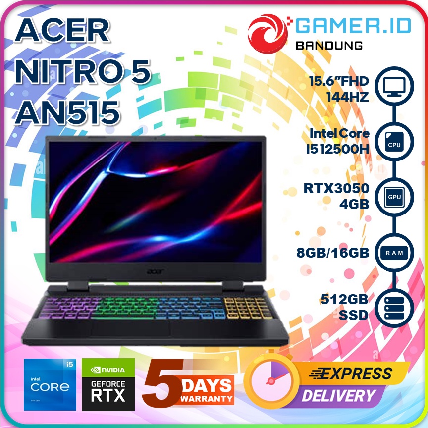 Jual ACER NITRO 5 AN515 I5 12500H RTX3050 8GB 512GB 15.6FHD 144HZ ...