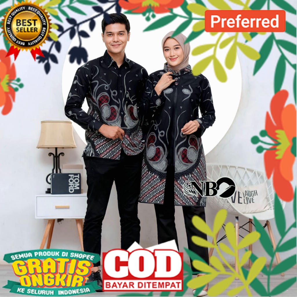 Jual Baju Batik Couple Mahalini Hitam// MODEL TERBARU TERKINI DESAIN MODIS | Shopee Indonesia