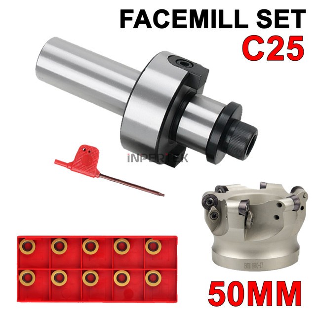 Jual Paket Arbor Set C25 FMB22 Facemill 50mm Insert RPMW 10 Holder EMR ...