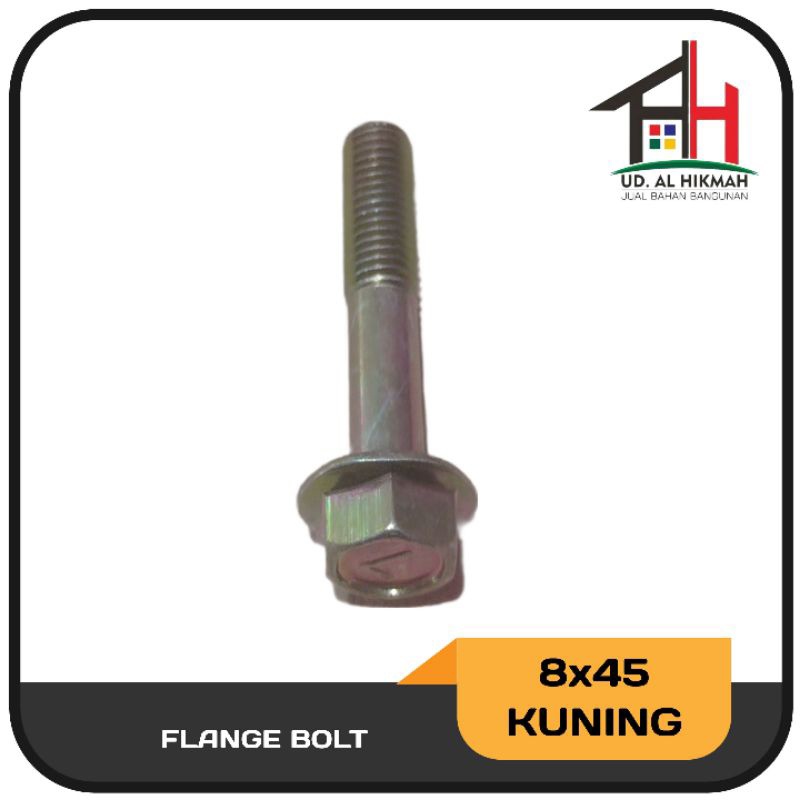 Jual Baut Topi Kuning M8 X 45 Kunci 12 / BAUT Flange Bolt M8x45 ...