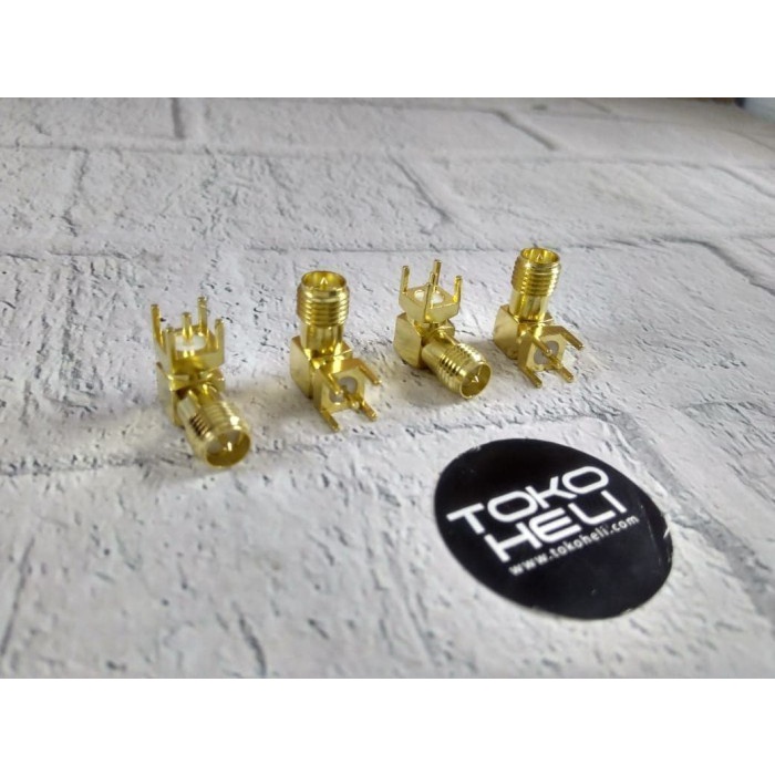 Jual RPSMA Female Adapter Right Angle PCB Edge Mount Solder RF ...