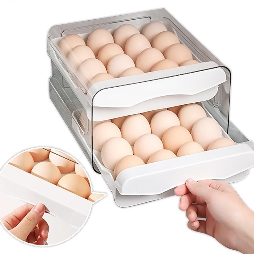 Jual TEMPAT TELUR 2 TINGKAT BOX ORGANIZER RAK TELUR 2 SUSUN KOTAK TELUR ...