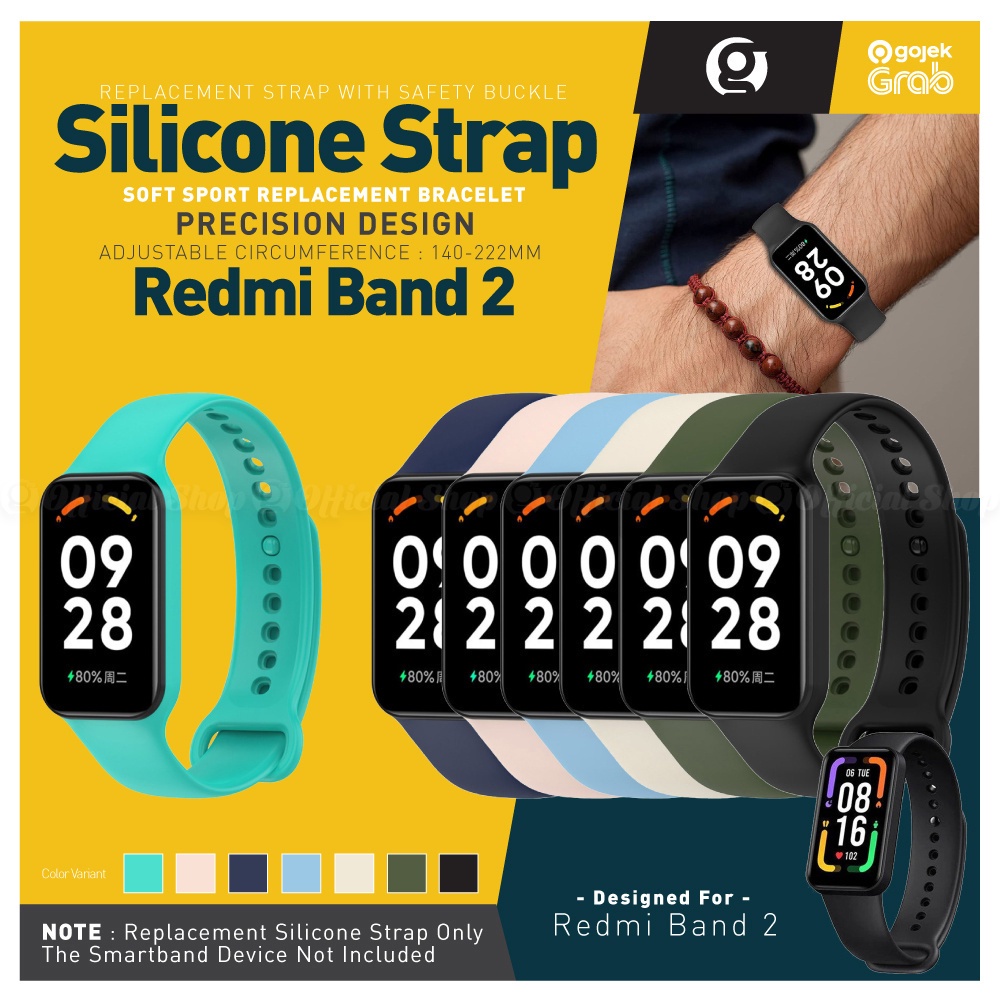 Jual Silicone Strap Tali Jam Silikon Rubber for Xiaomi Redmi Smart Band 2 / Mi Band 8 ACTIVE ...