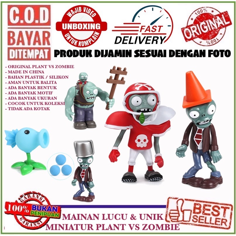 Jual MINIATUR MAINAN PLANT VS ZOMBIE BAHAN PLASTIK SILIKON KARET BANYAK ...