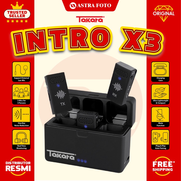 Jual Takara INTRO X3 Digital Wireless Mic Microphone with Charging Case ...
