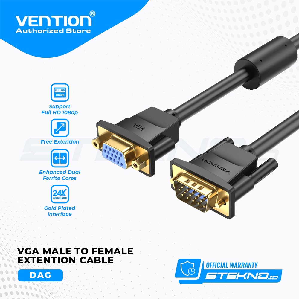 Jual Vention DAG Kabel Extension VGA Male to Female PVC Type | Shopee ...