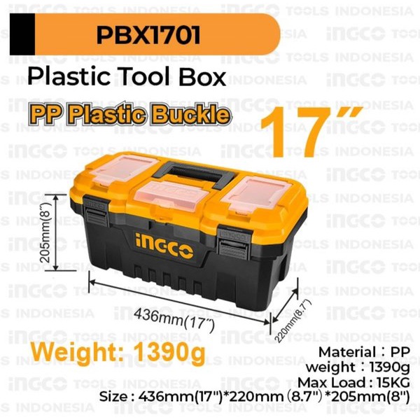 Jual INGCO Toolbox 17 Inch PBX1701 Tool Box Plastik 17" Tool Box Kit ...