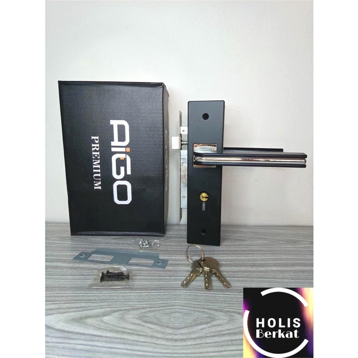 Jual Handle Kunci Pintu TANGGUNG SEDANG Hitam BLACK PREMIUM Set 20 cm ...