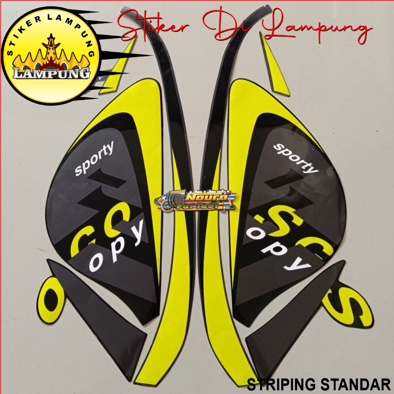 Jual stiker striping motor honda scoopy 2022 sporty hitam list kuning ...