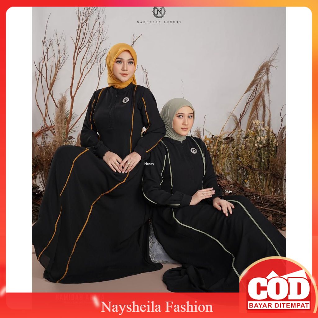 Jual Hamidah Abaya Nadheera Luxury Gamis Dress Wanita Dewasa Terbaru Kekinian Black Hitam Series ...