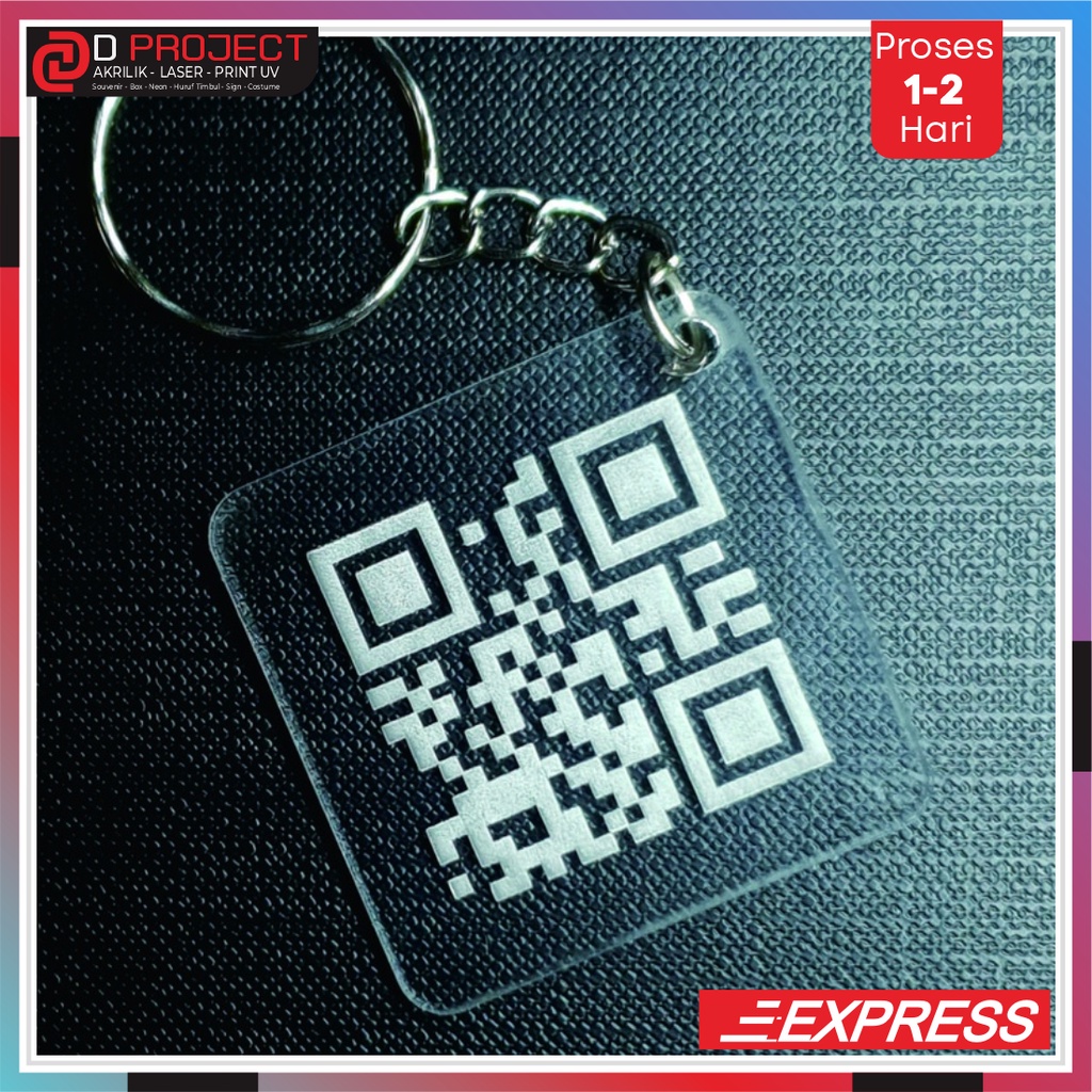 Jual Gantungan Kunci QR Code Akrilik Tebal bisa Request Barcode, Gravir ...