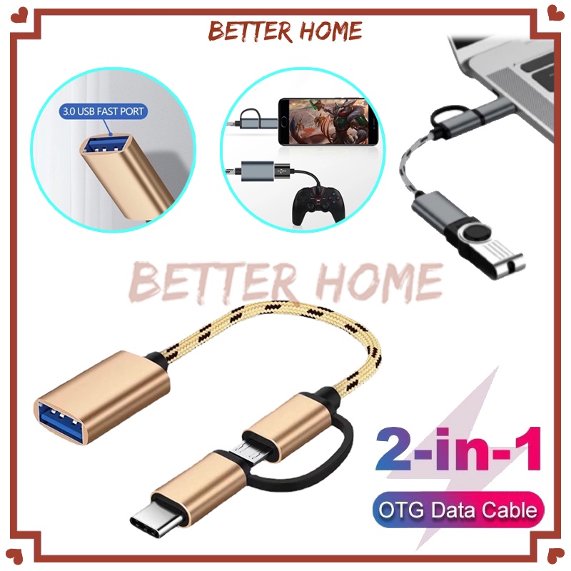 Jual Kabel OTG 2 in 1 Type C/OTG Metal TypeC / Micro/Kabel OTG 2in1 ...