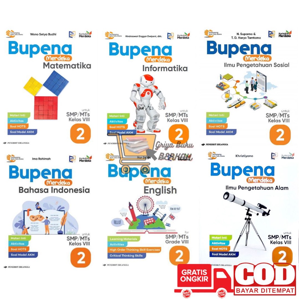 Jual Buku Bupena Kurikulum Merdeka Kelas 8 SMP/MTS Erlangga | Ips Ipa Bahasa Indonesia English ...