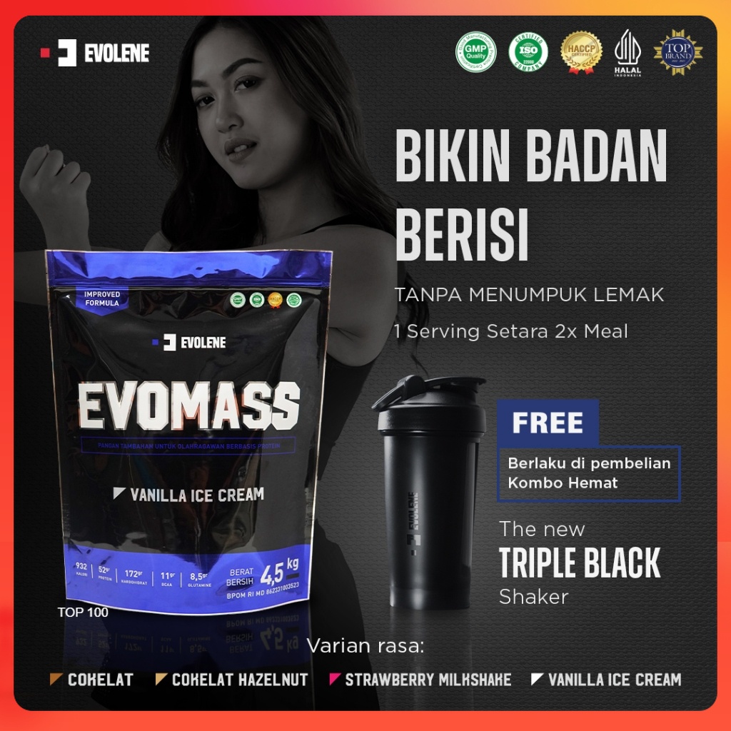 Jual EVOMASS 4,5 KILOGRAM 10 LBS 4500GR/20 SERVING - PENAMBAH MASSA ...