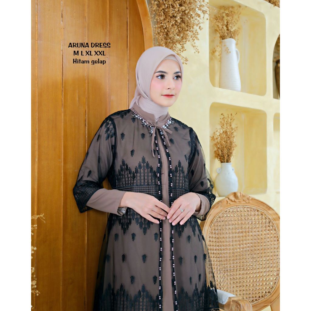 Jual MQ ARUNA DRESS PAYET / GAMIS OUTER LEPAS PASANG / GAMIS LEBARAN ...