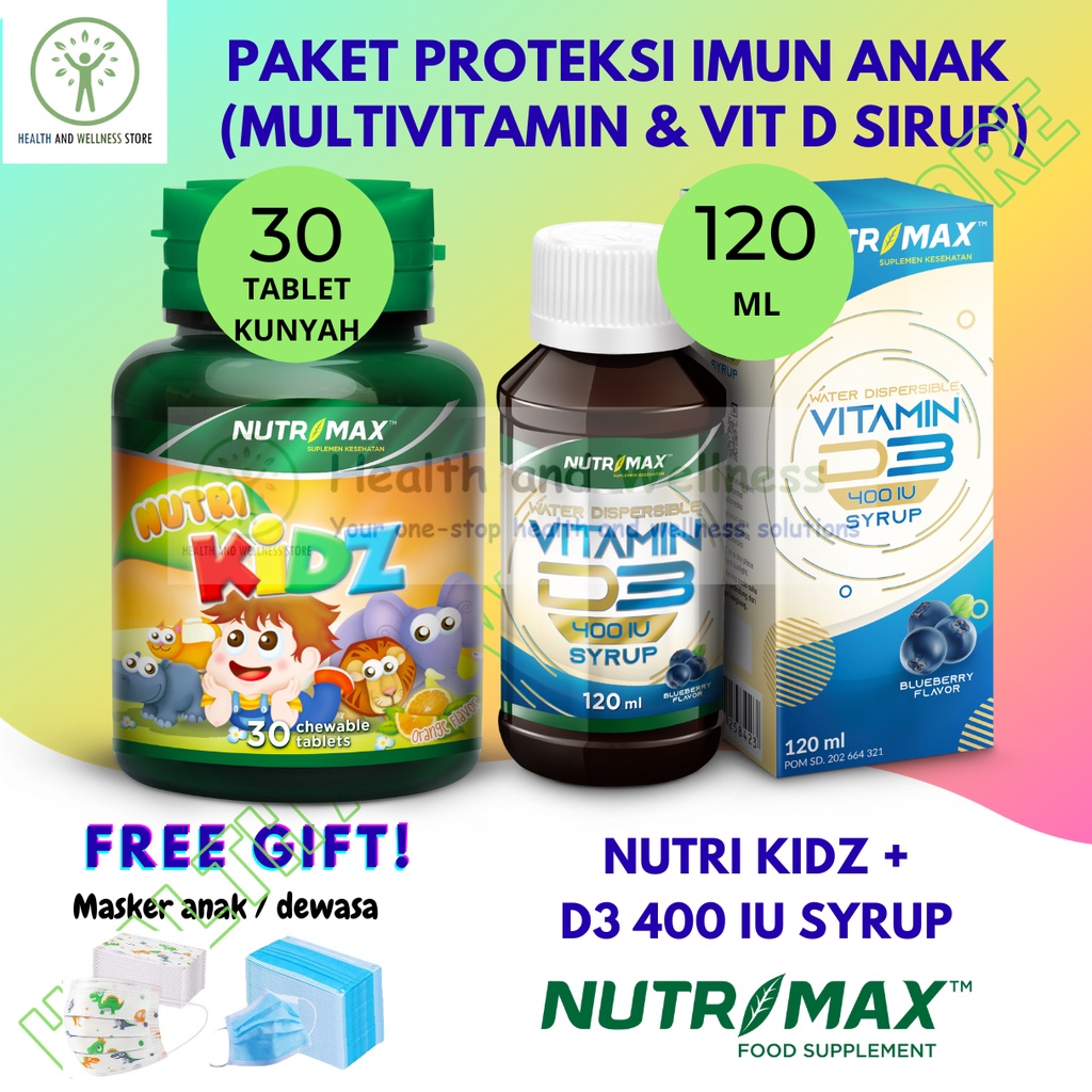 Jual Nutrimax Nutri Kidz Multivitamin 30 Tablet Dan D3 400 IU Syrup 120 ...