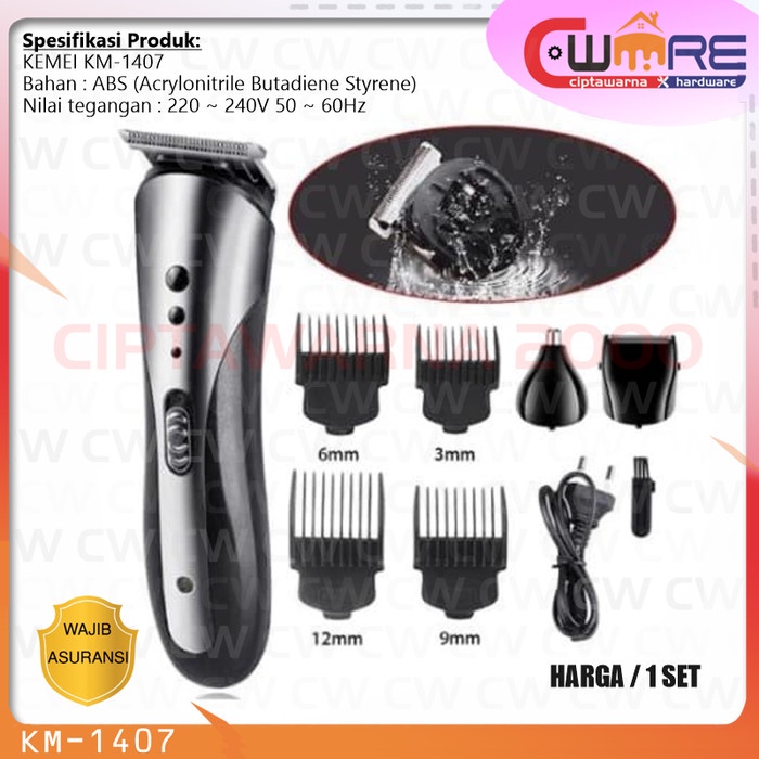 Jual Kemei KM-1407 Hair Clipper Electric Shaver Alat Cukur Rambut Elektrik - CwTc | Shopee Indonesia