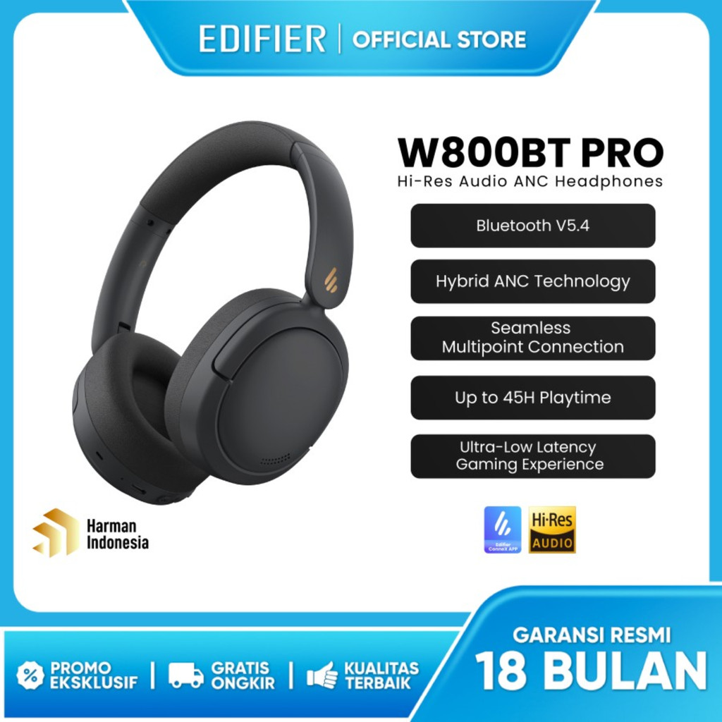 Jual EDIFIER W800BT PRO Hi-Res Audio ANC Headphone Headset Bluetooth ...