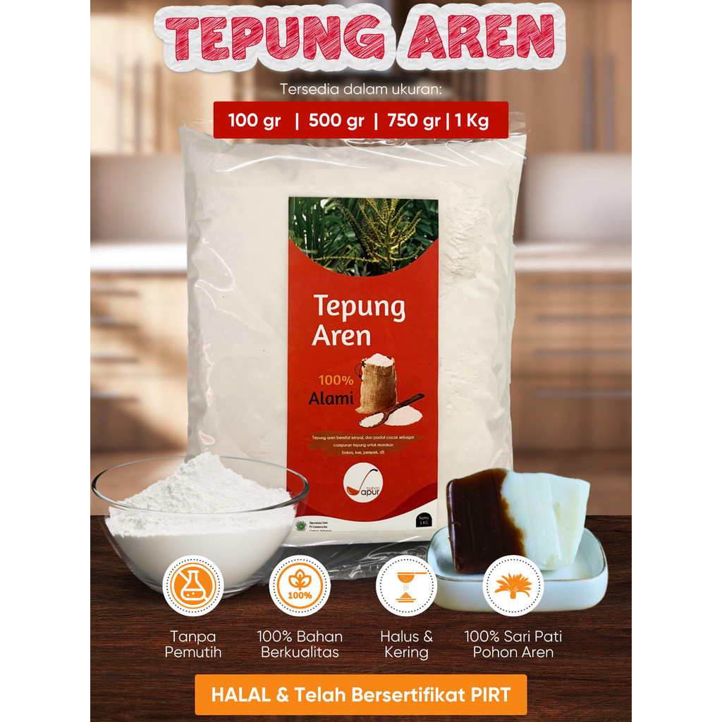 Jual Tepung Aren 1kg / Sari Pati Pohon Aren Asli / Murni Tepung Aren ...
