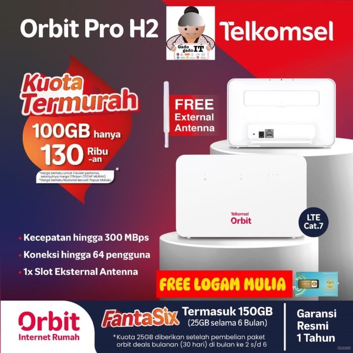 Jual Modem WiFi Home Router 4G Telkomsel Orbit Pro H2 Huawei B530 ...