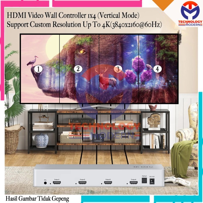 Jual 4K HDMI Video Wall Controller 1x4 4 TV Vertical Mode (3840x2160@60Hz) | Shopee Indonesia