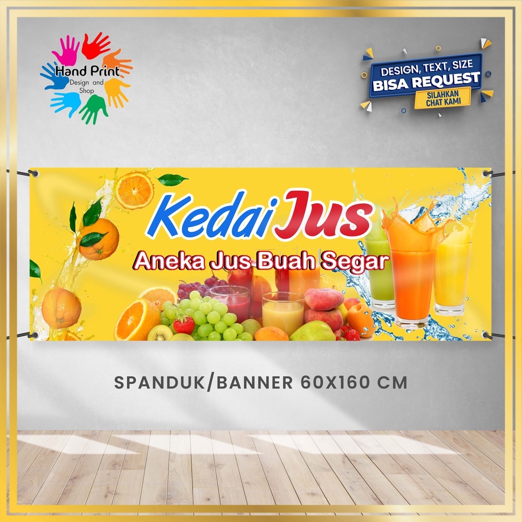 Jual SPANDUK / BANNER Kedai Jus Buah Warna Kuning Minuman Segar Ukuran ...