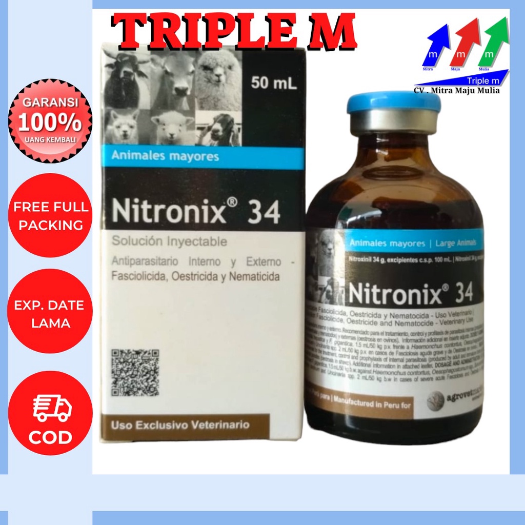 Jual NITRONIX 34 Triple M - OBAT CACING HATI DAN PENCERNAAN | Shopee ...