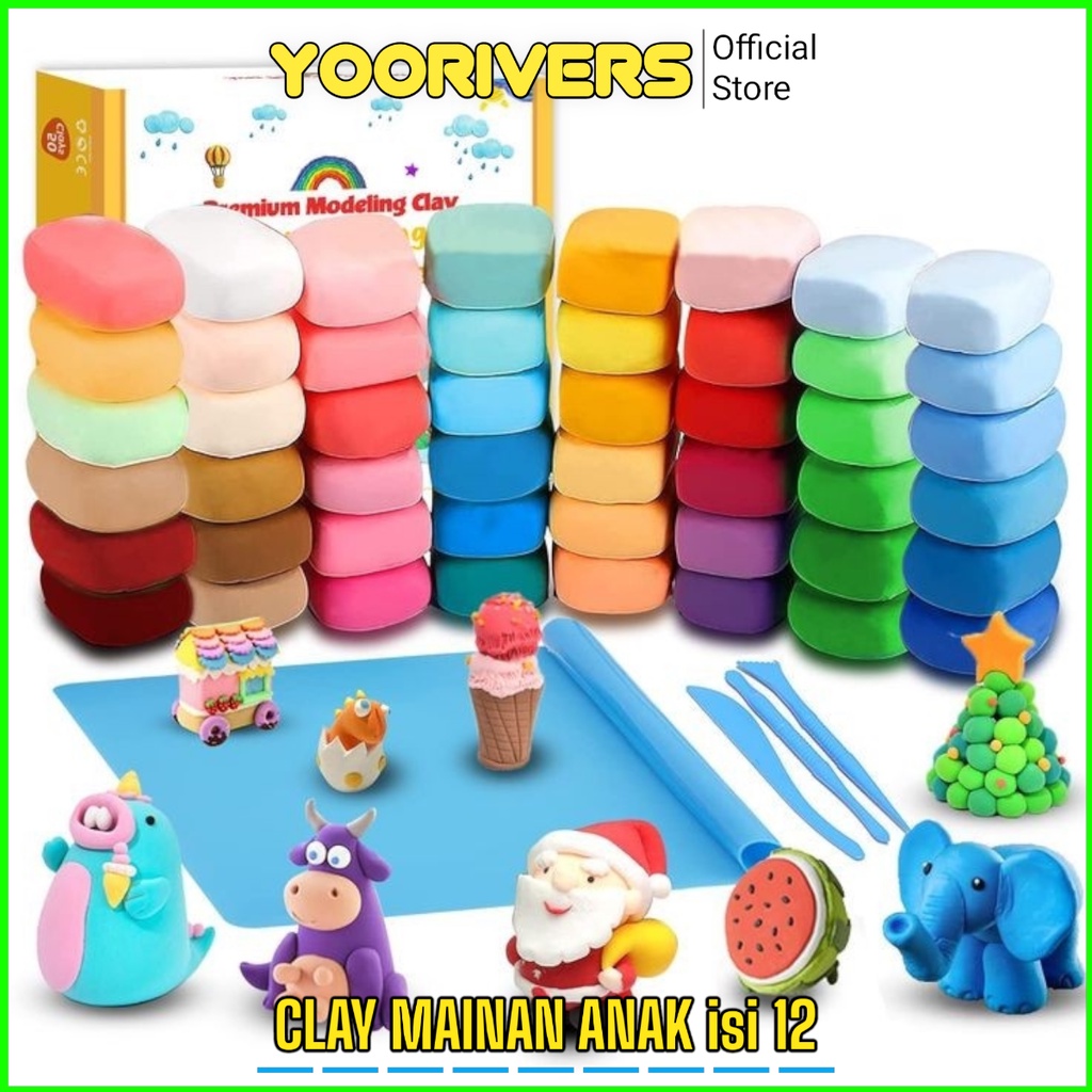 Jual Clay Mainan Anak Isi 12 Slime Clay Polymer Mainan 12in1 Lilin ...