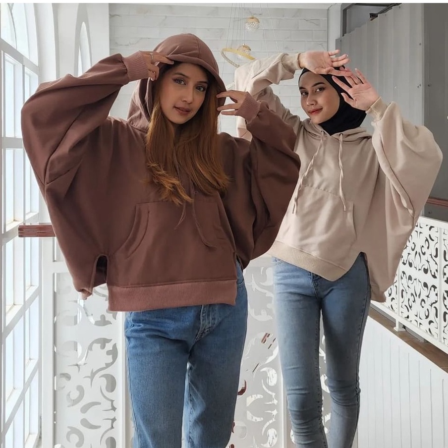 Jual ShopeeFriend SLIT HOODIE CROOPE JUMBO BATWING Sweater oversize ...