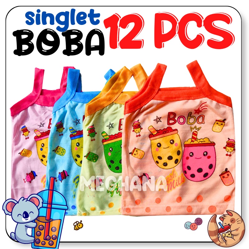 Jual GROSIR 12 PCS ( 1 LUSIN) SINGLET ANAK MOTIF BOBA, AYAM OBRAL ...