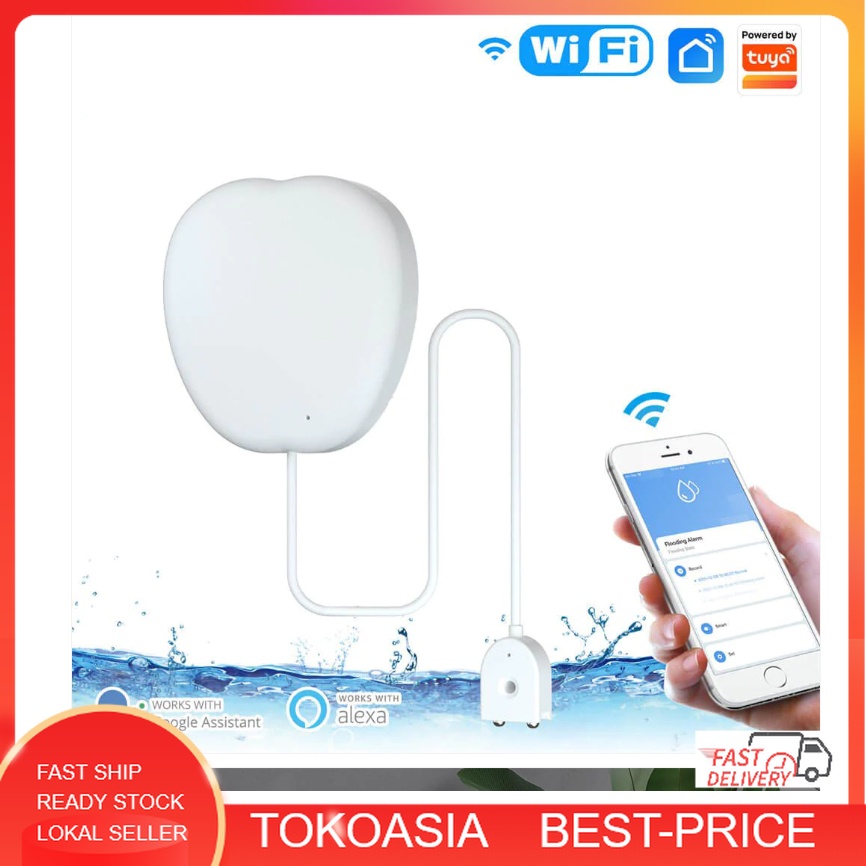 Jual (WiFi2.4Ghz) (MOES/TUYA) Smart Flood Sensor Buzzer Type Home Alarm ...