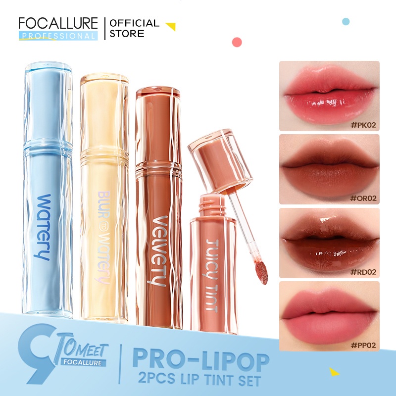 Jual FOCALLURE PRO-LIPOP 2PCS Lip Tint Set Matte Lasting High Pigment ...