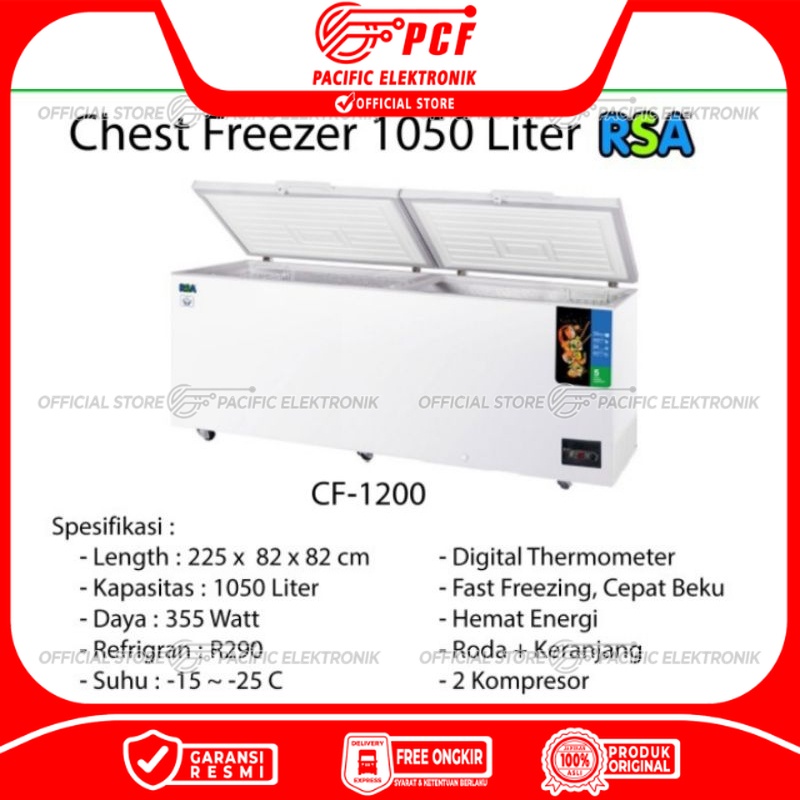 Jual Box Freezer / Chest Freezer RSA 1050 Liter CF-1200 / CF1200 ...