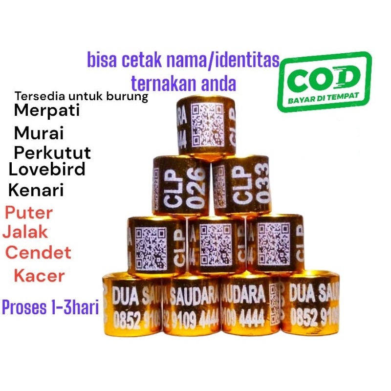 Jual RING BURUNG LASER BARCODE MERPATI MURAI KENARI PUTER PERKUTUT ...