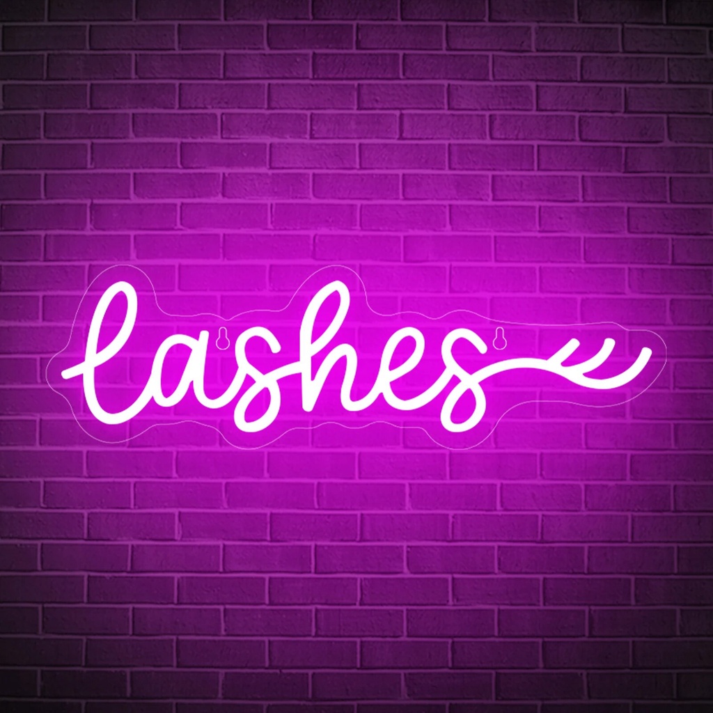 Jual Lashes Neon Sign Pink Led Neon Light Up Sign for Wall Decor Usb ...