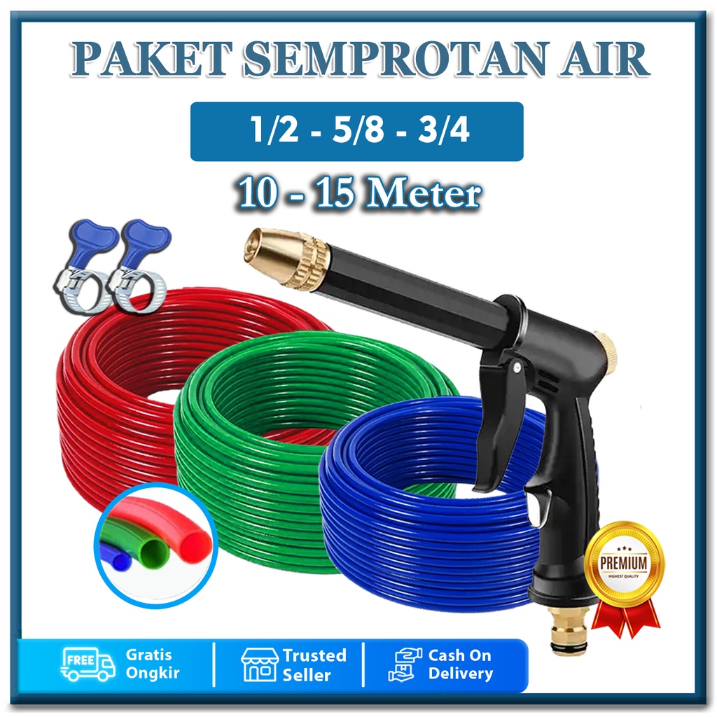Jual PAKET KEPALA JET SPRAY SEMPROTAN SELANG AIR ELASTIS DOP 10 - 15 ...