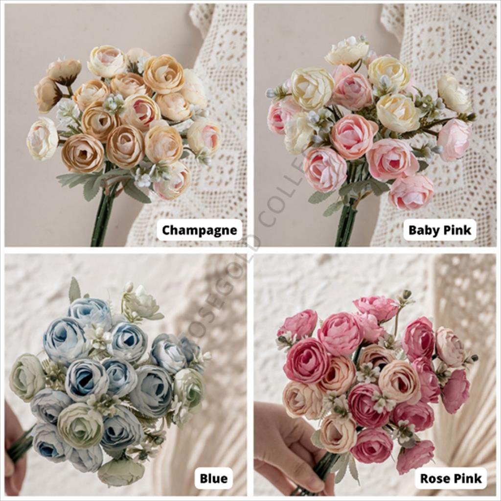 Jual [1 PCS] Tea Rose Bundle Artificial Flower / 1 Batang Bunga Palsu ...
