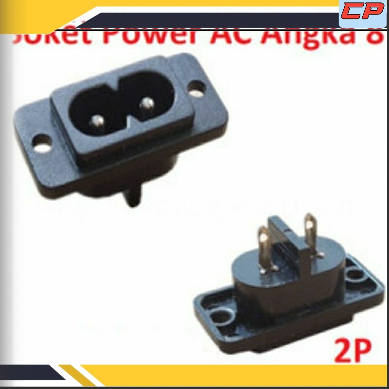 Jual Socket Soket AC Body Angka 8 Switch 2 lubang Kabel Power PLN 220V Colokan Listrik | Shopee ...