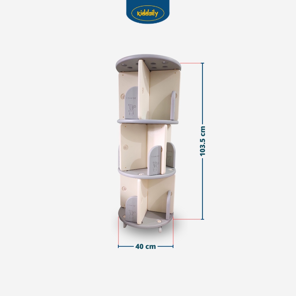 Jual KIDDAILY Rak Buku Plastik Putar Plastic Rotating Bookshelf Rak ...