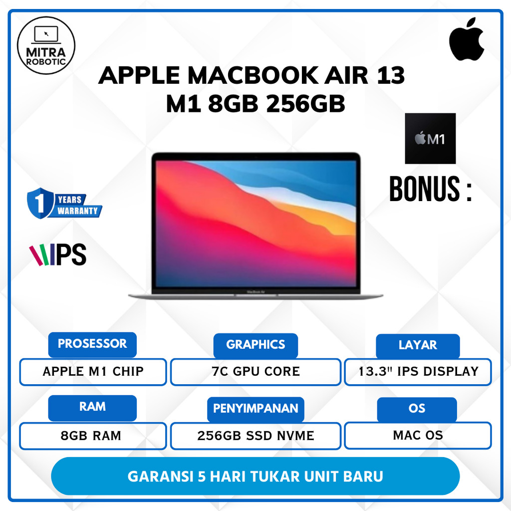 Jual APPLE MACBOOK AIR 13 M1 7C GPU 8GB 256GB 8C CPU 13.3 SPACE GREY ...