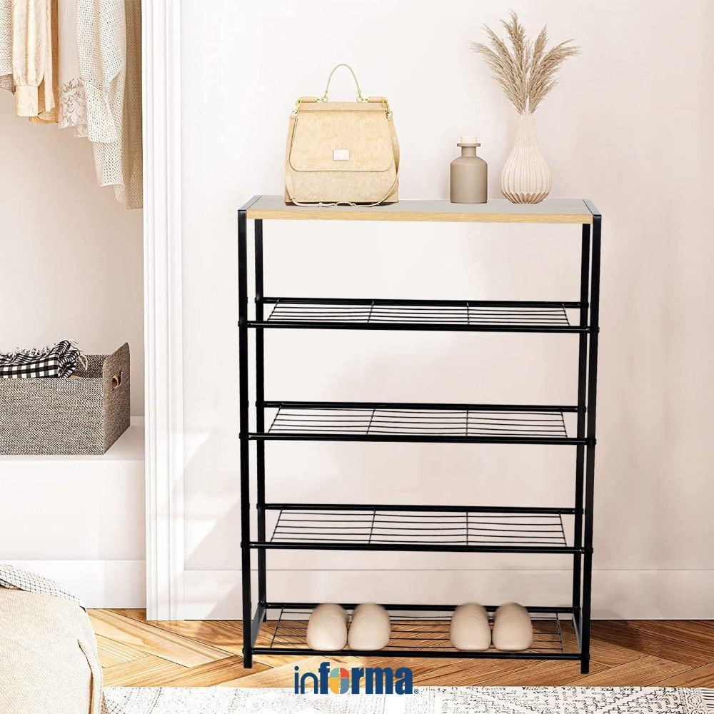 Jual Informa Brandon Rak Sepatu 63X30X83 cm 4 Tingkat - Hitam Shoe Rack ...