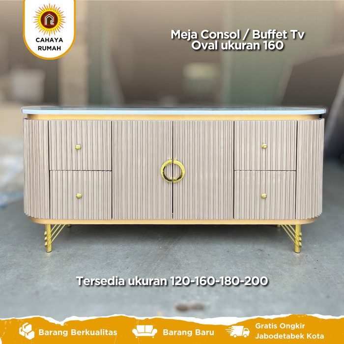 Jual BUFFET TV / MEJA CONSOL OVAL - KAYU MULTIPLEKS - CUSTOM UKURAN ...