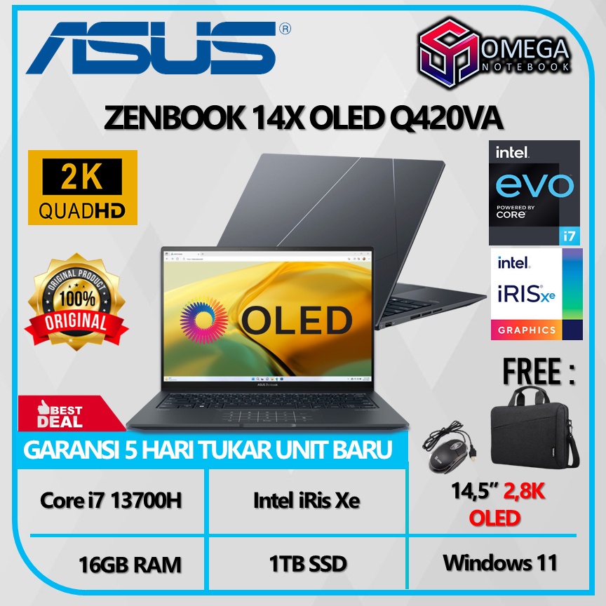 Jual ASUS ZENBOOK 14X OLED Q420VA i7 13700H 16GB 1TB SSD iRis Xe 14,5 ...