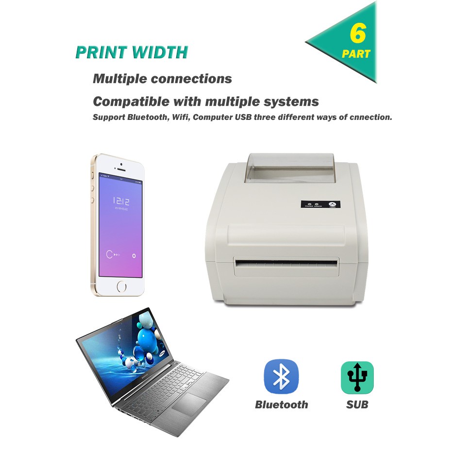 Jual BARCODE PRINTER THERMAL BLUETOOTH VSC LP-9210UB SUPPORT 110MM / A6 ...