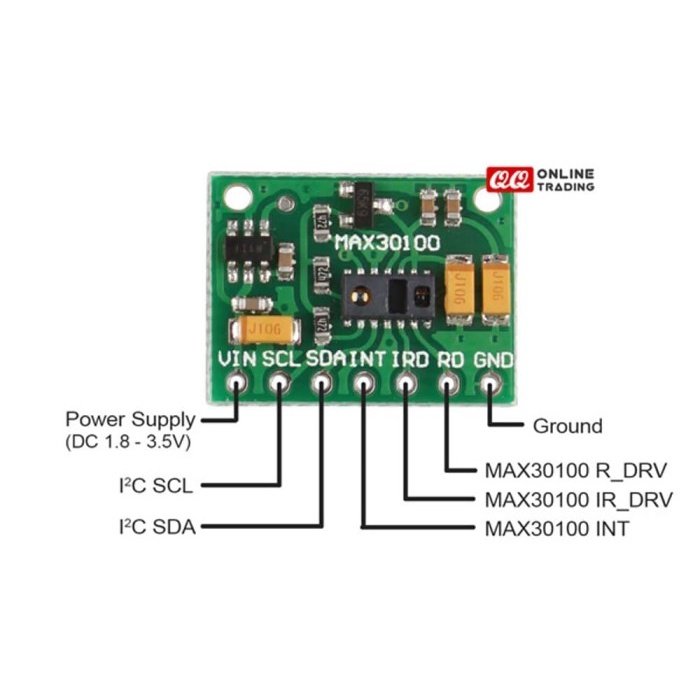 Jual Max30100 Heart Rate Pulse Sensor Oximeter Max 30100 oxymeter ...